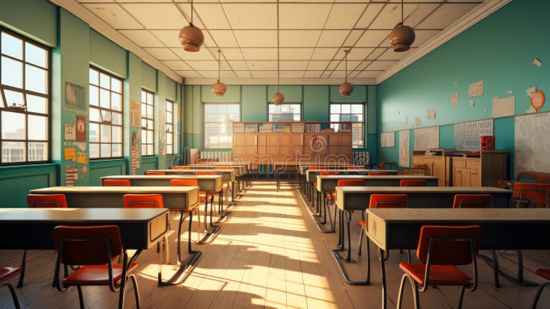 School Classroom Illustration Ready for Learning Stock Illustration ...