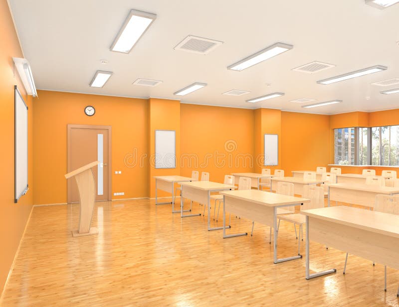 School Classroom Interior. 3d Stock Illustration - Illustration of ...