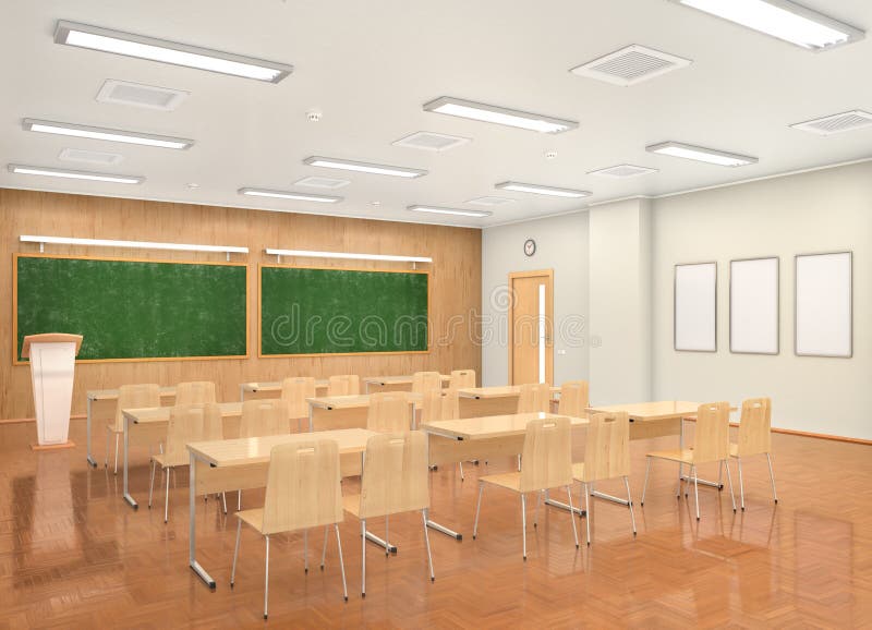 School Classroom Interior. 3d Stock Illustration - Illustration of ...