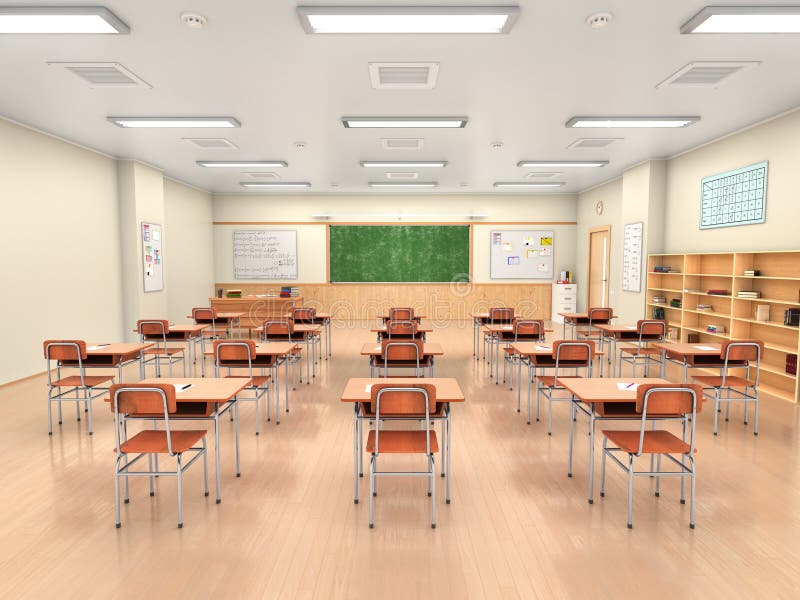 School Classroom Interior. 3d Stock Illustration - Illustration of ...