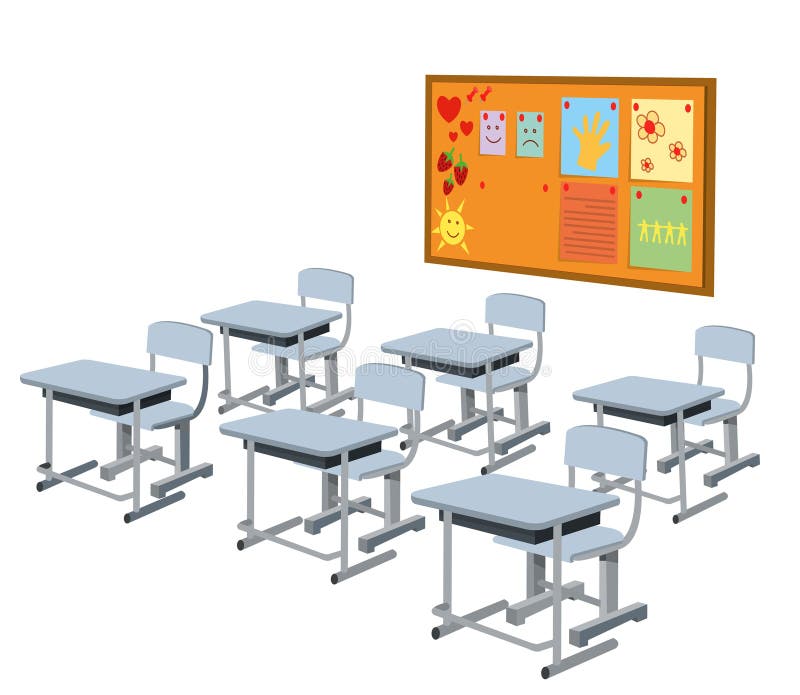 School Classroom Interior, Educational Concept, Blackboard, Table Stock ...