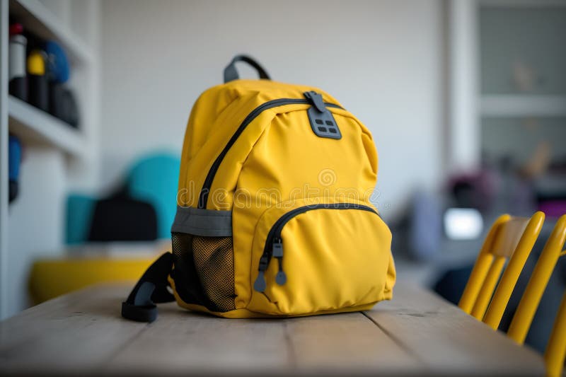 School Classroom. New School Bag on a Student S Desk in the Classroom ...