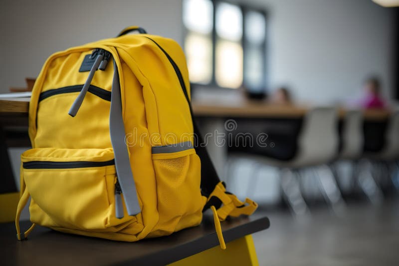 School Classroom. New School Bag on a Student S Desk in the Classroom ...