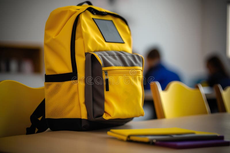 School Classroom. New School Bag on a Student S Desk in the Classroom ...