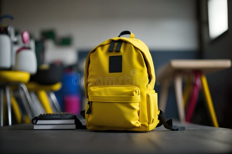 School Classroom. New School Bag on a Student S Desk in the Classroom ...