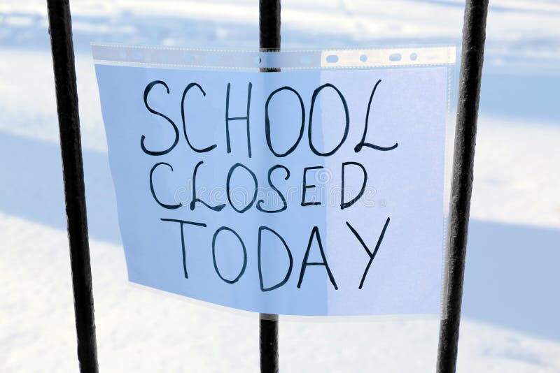 No School, Two Words Outlined In Snow Stock Image - Image of fresh ...