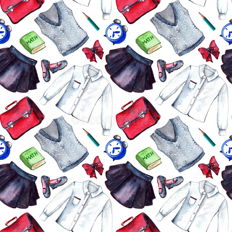 School Clothes Pupil Uniform Form Fashion Look Seamless Pattern Stock ...
