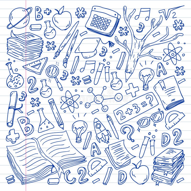 School, College, University, Kindergarten Pattern with Vector Elements ...