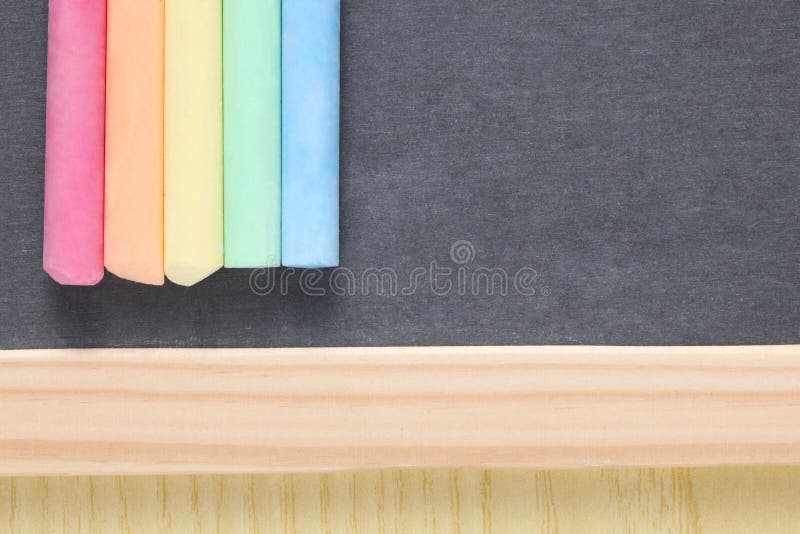 School Concept: Close Up on a Slate Blackboard with Chalks and Copy ...