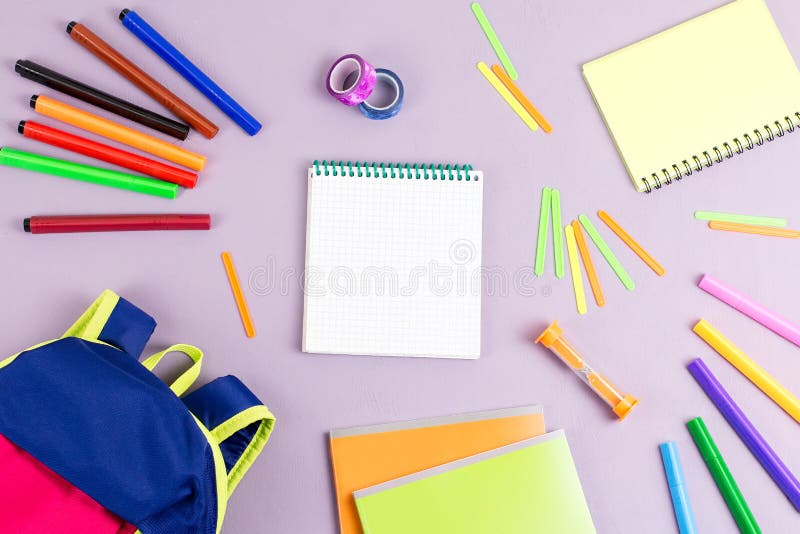 Notebook and Markers stock image. Image of colored, notebook - 51460925