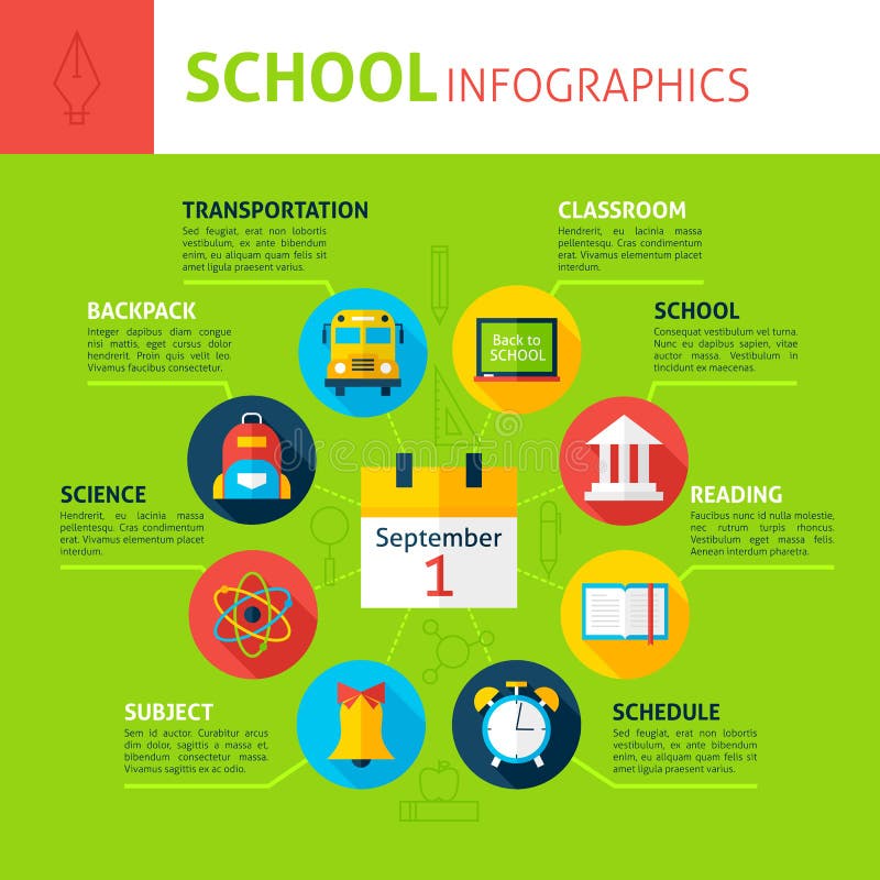 School Concept Infographics Stock Vector - Illustration of education ...