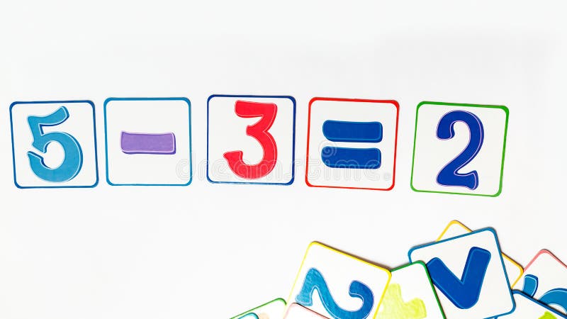 School Concept.Numbers. Subtraction Example. Study of Mathematics ...