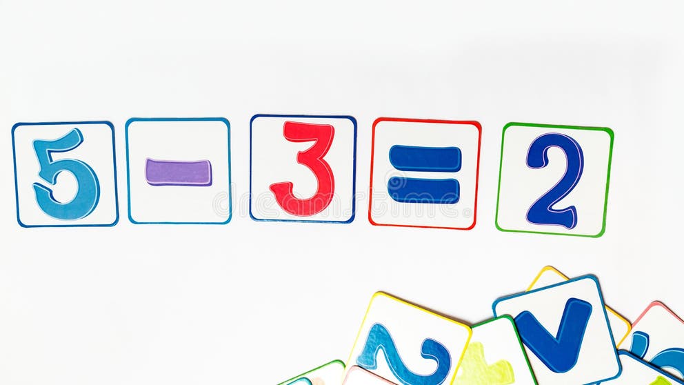 School Concept.Numbers. Subtraction Example. Study of Mathematics ...