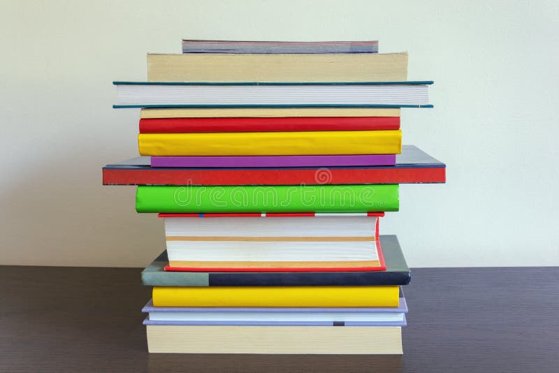 School Concept. Stack of Different Books on Table. Copy Space Stock ...