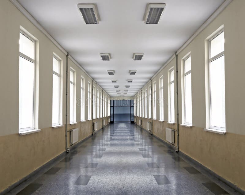School corridor stock image. Image of linoleum, lighted - 24527467