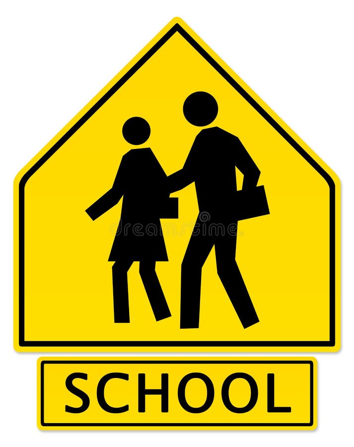 Slow Down! School Zone Ahead Stock Illustration - Illustration of zone ...