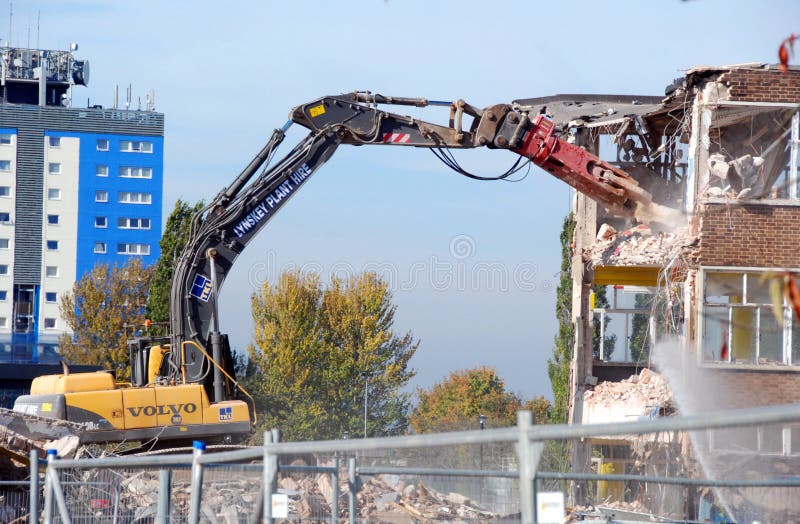 School demolition 1 editorial photo. Image of backhoe - 21330946