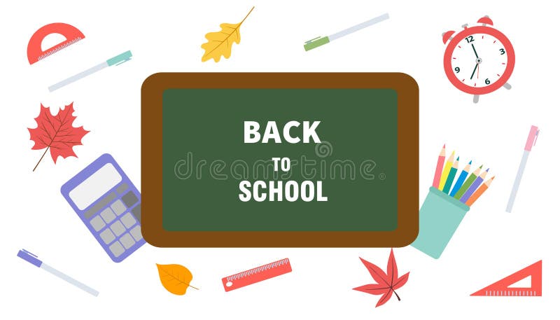 School Design with Chalkboard and Learning Materials . Stock Vector ...