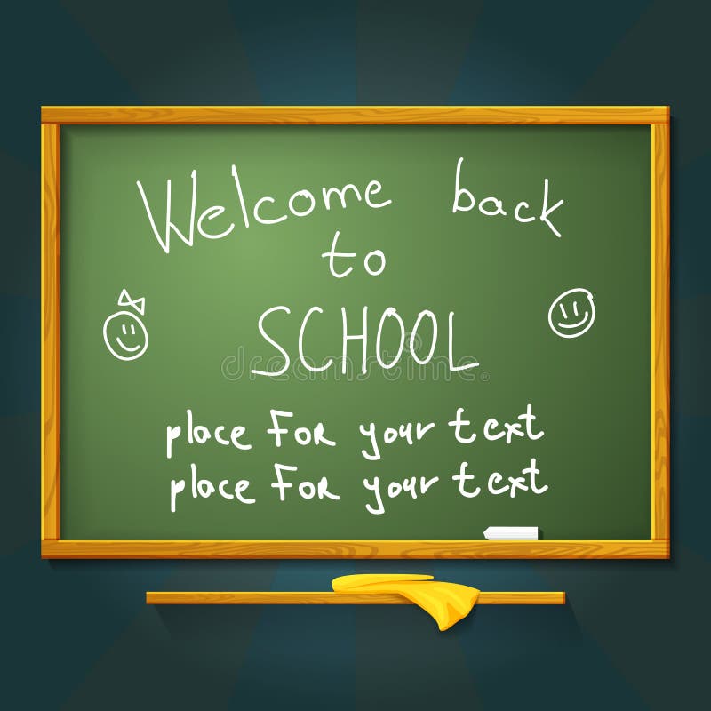 School Desk with Chalk, Welcome Back Message and Stock Vector ...