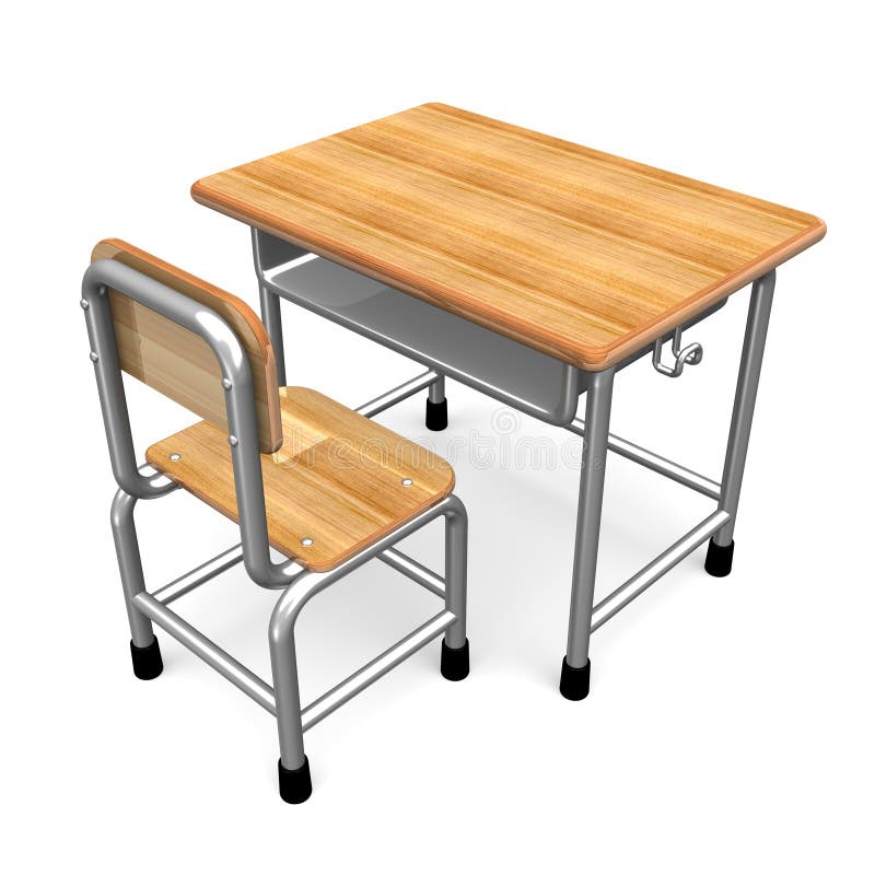 School Desk Front View stock illustration. Illustration of school ...