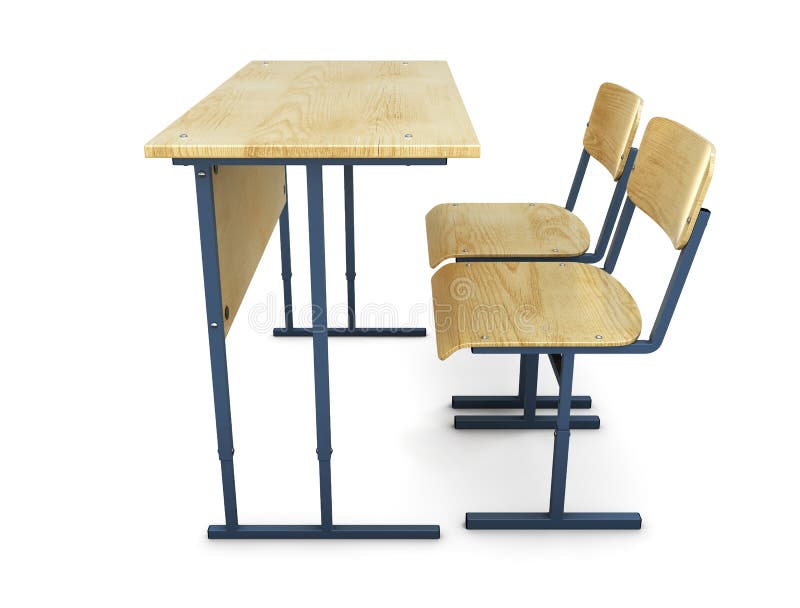 School Desk with Two Chairs a Side View Stock Illustration ...
