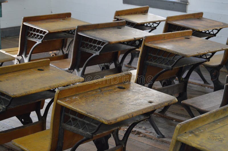 Row of old school desks stock photo. Image of classroom - 17848590