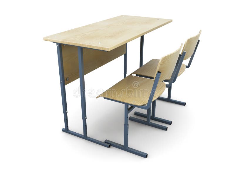 School Desk with Two Chairs a Side View Stock Illustration ...