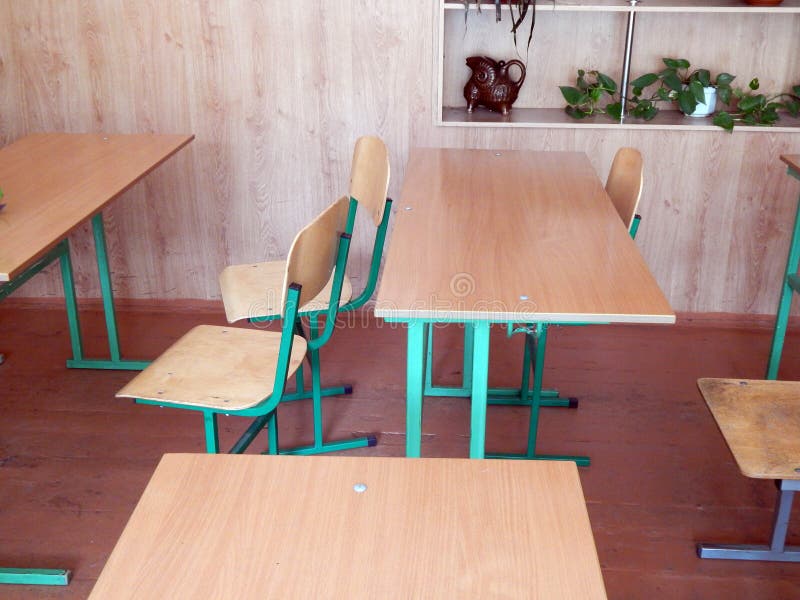 School Desks in the Classroom Stock Image - Image of back, interior ...