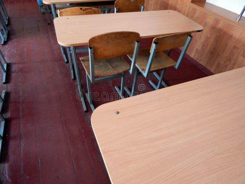 School Desks in the Classroom Stock Photo - Image of blackboard, chair ...