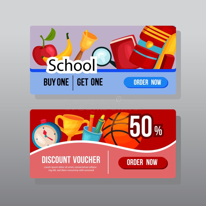 School Discount Web Banner with School Element Stock Vector ...