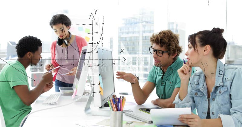 In School, Diverse Students Collaborating with Mathematical Graph and ...