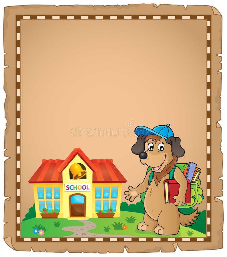School Dog Theme Parchment 1 Stock Vector - Illustration of draw, book ...