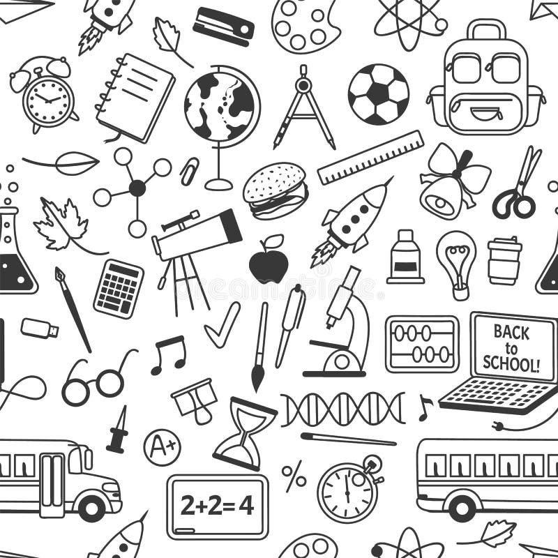 Science Math Theme. School Vector Background. Doodle Style Seamless ...