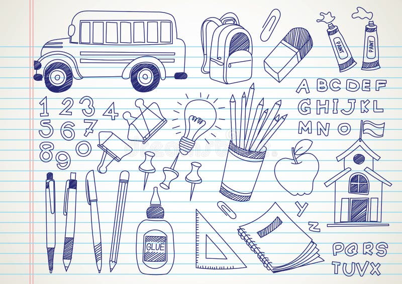 School doodles stock vector. Illustration of graphic - 62223642