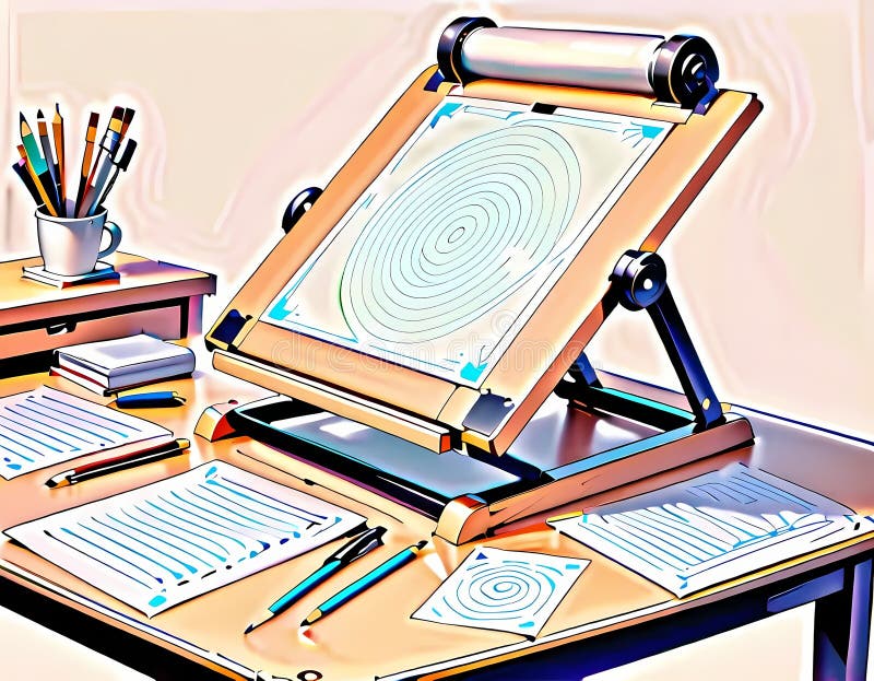 School Drafting Table Education Tool Cartoon Square Illustration ...