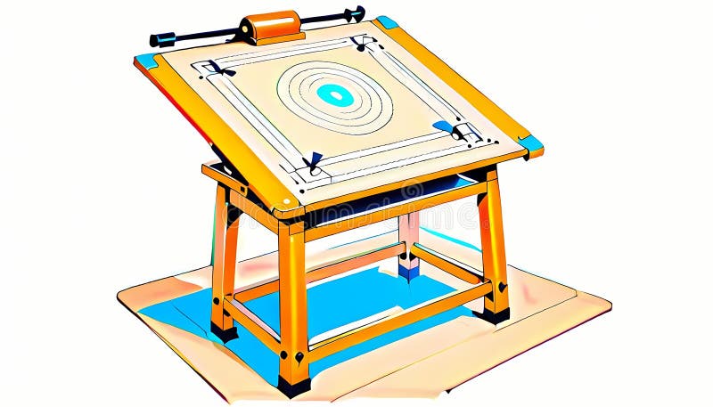 School Drafting Table Education Tool Cartoon Square Illustration. Generative AI. Stock ...