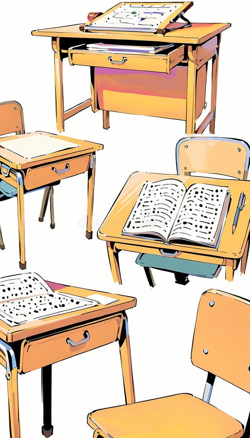 School Drafting Table Education Tool Cartoon Square Illustration ...