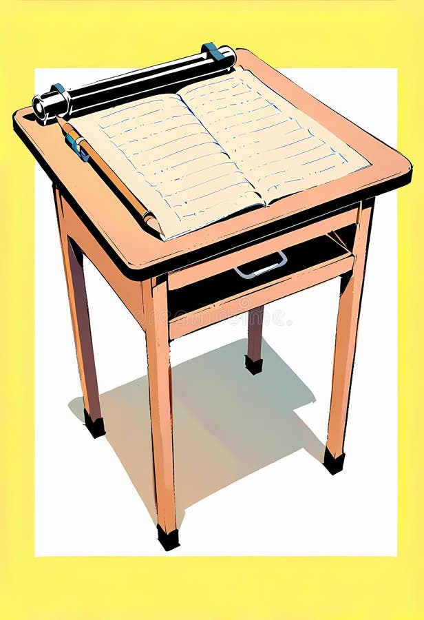 School Drafting Table Education Tool Cartoon Square Illustration ...