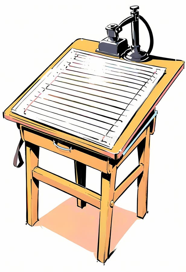 School Drafting Table Education Tool Cartoon Square Illustration ...