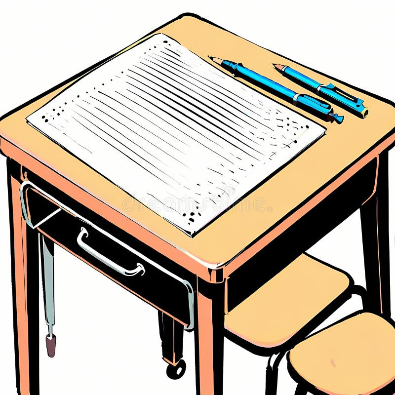 School Drafting Table Education Tool Cartoon Square Illustration ...