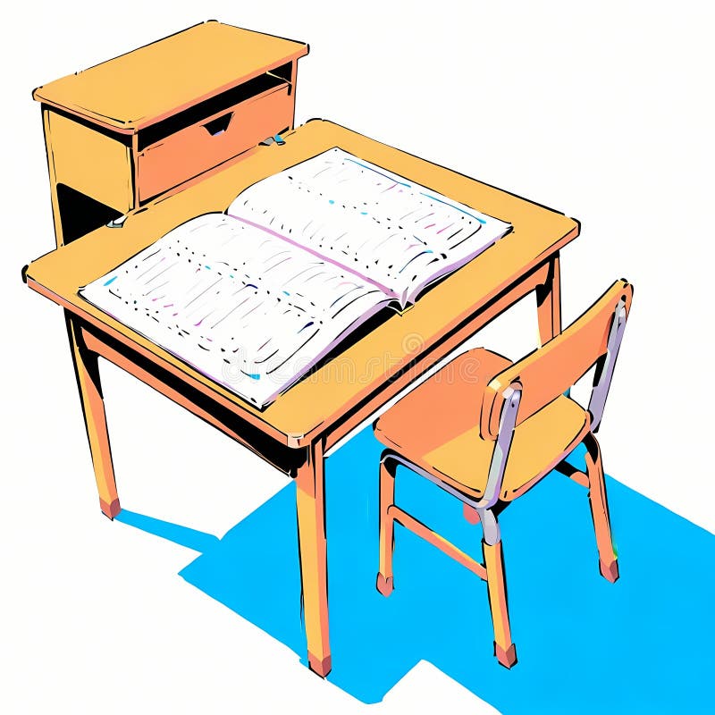 School Drafting Table Education Tool Cartoon Square Illustration ...
