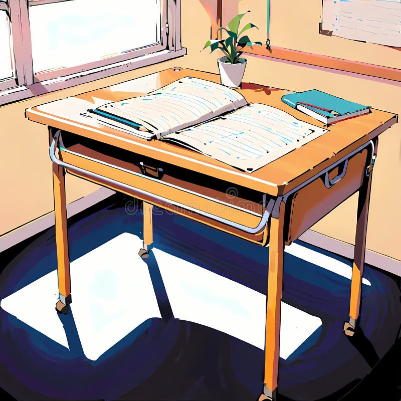 School Drafting Table Education Tool Cartoon Square Illustration ...