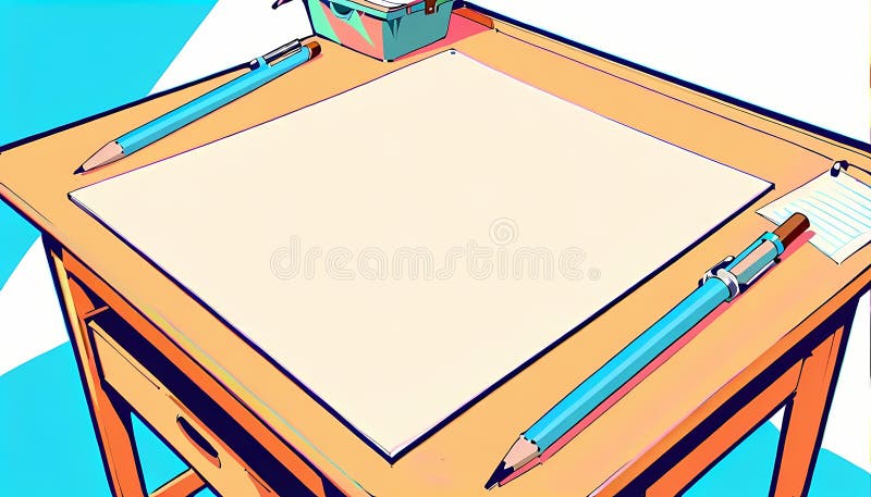 School Drafting Table Education Tool Cartoon Square Illustration ...