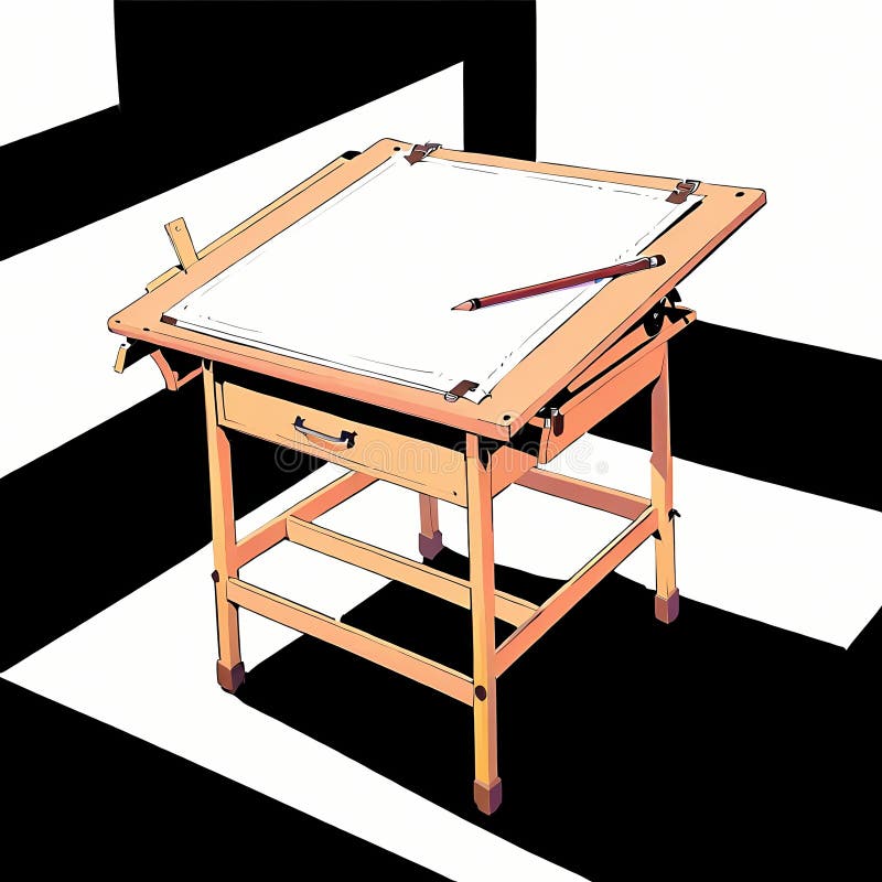 School Drafting Table Education Tool Cartoon Square Illustration ...