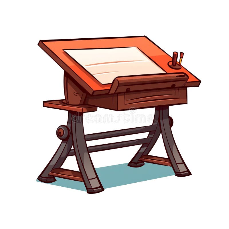 School Drafting Table Education Tool Cartoon Square Illustration. Stock ...
