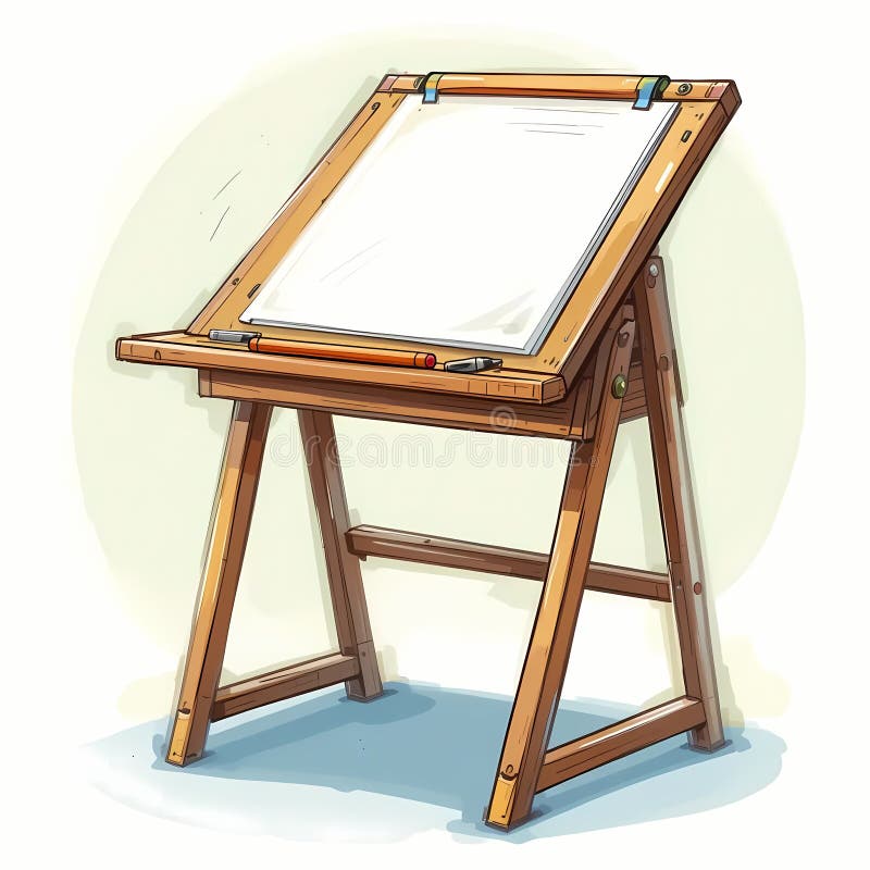School Drafting Table Education Tool Cartoon Square Illustration ...