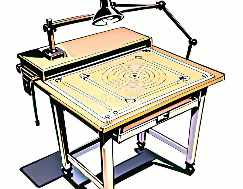 School Drafting Table Education Tool Cartoon Square Illustration ...