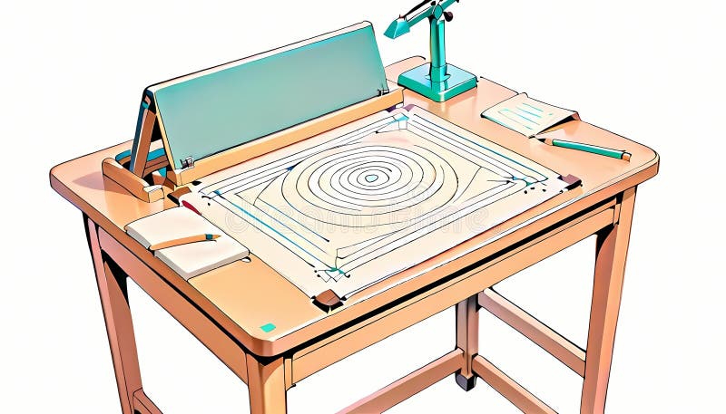 School Drafting Table Education Tool Cartoon Square Illustration ...