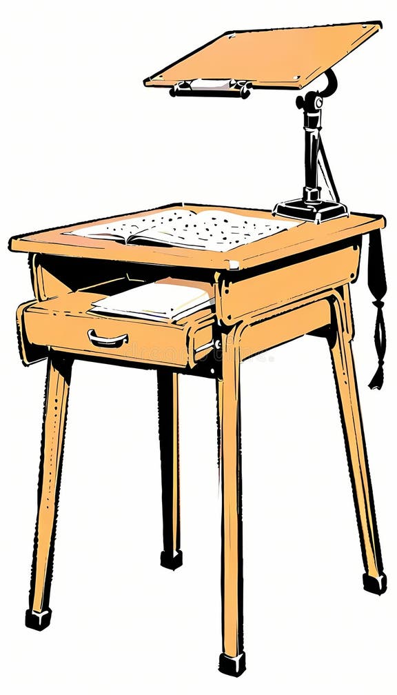 School Drafting Table Education Tool Cartoon Square Illustration ...