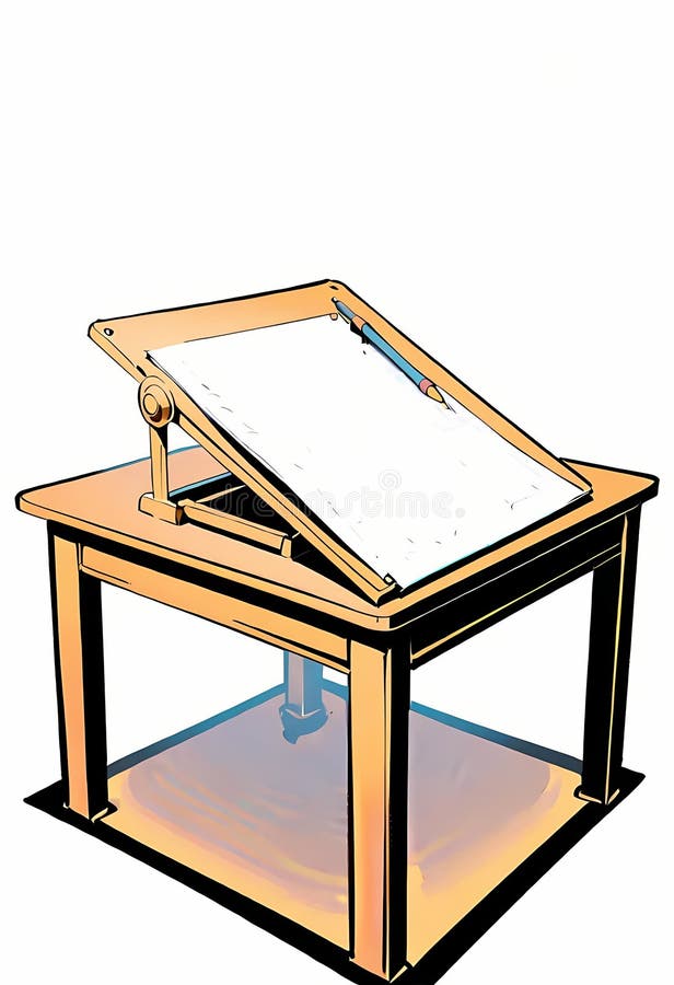 School Drafting Table Education Tool Cartoon Square Illustration ...